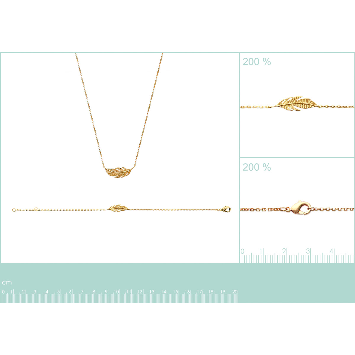 Collier plume plaqué or